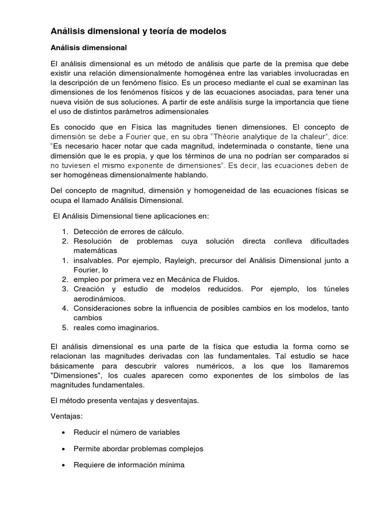 Analisis Dimensional y Teoria de Modelos | PDF | Viscosidad | Fuerza