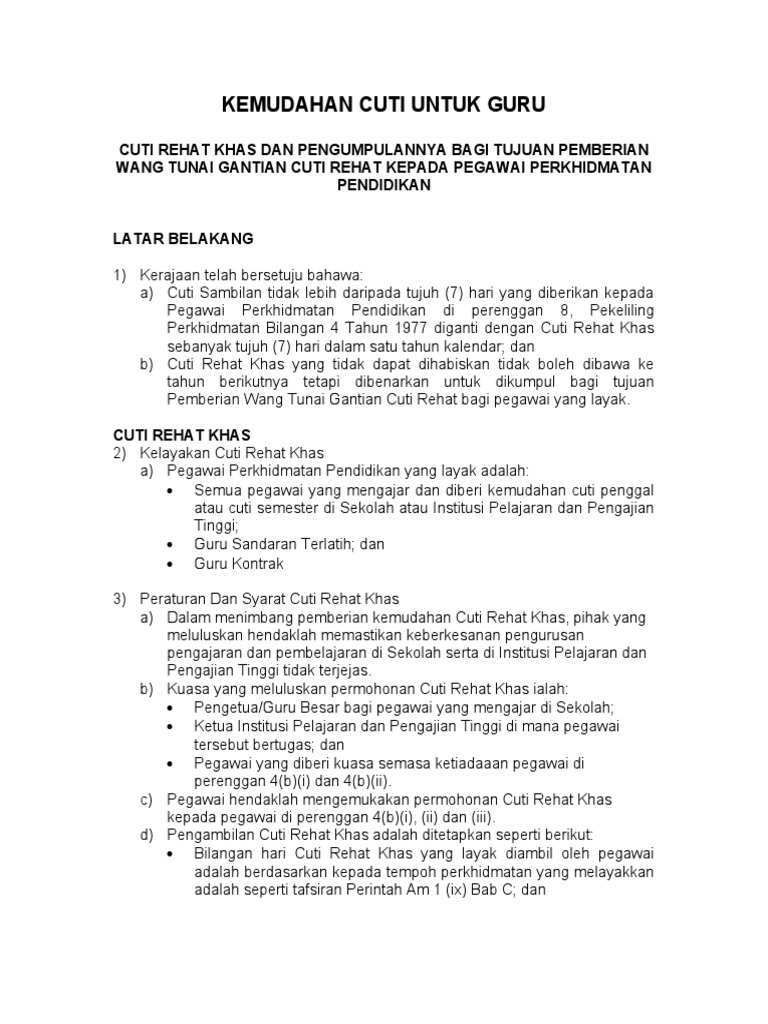 Cuti Rehat Khas | PDF