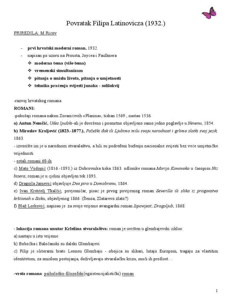 Krleza Povratak Filipa Latinovicza | PDF