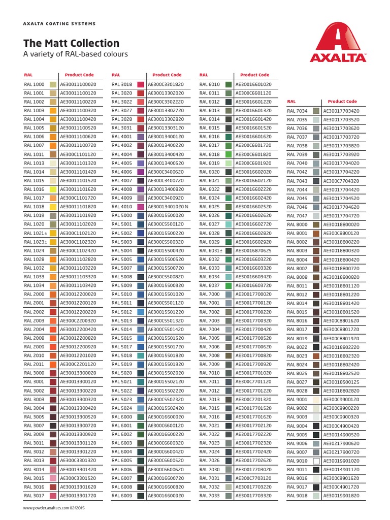 AXL COL Coloursheet Matt PDF | PDF