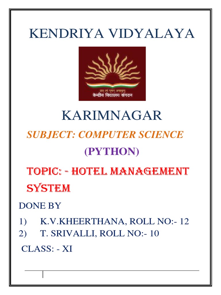 Project File Hotel Management System | PDF | Computer File | Hotel