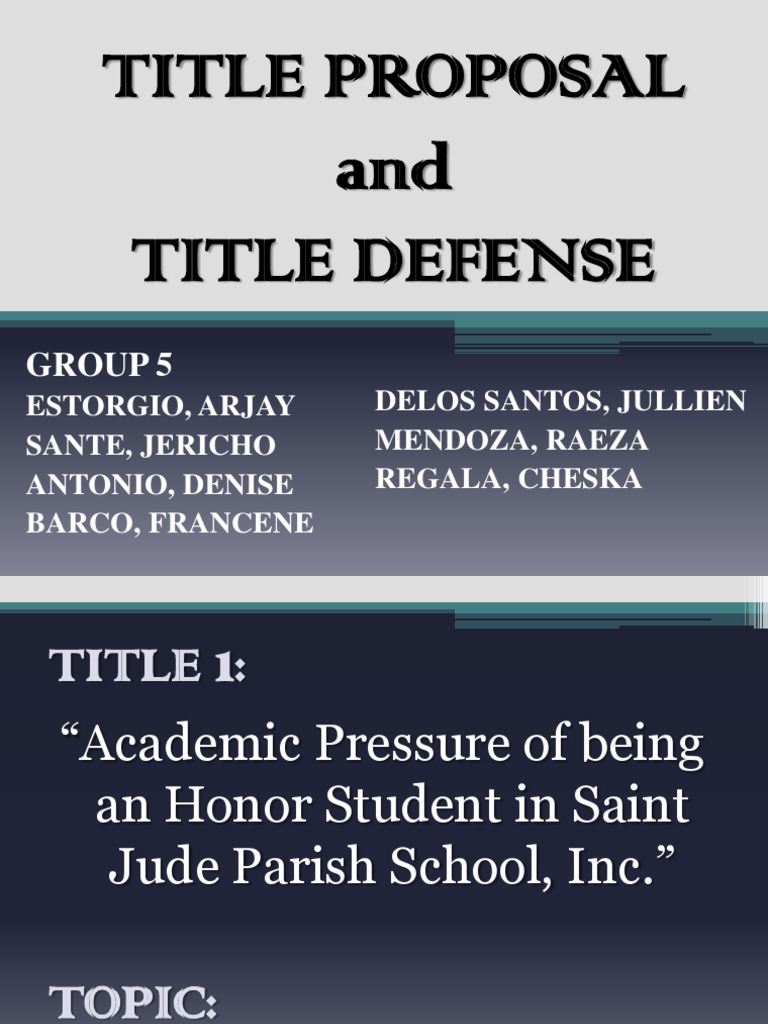Format of Title Proposal and Defense | PDF