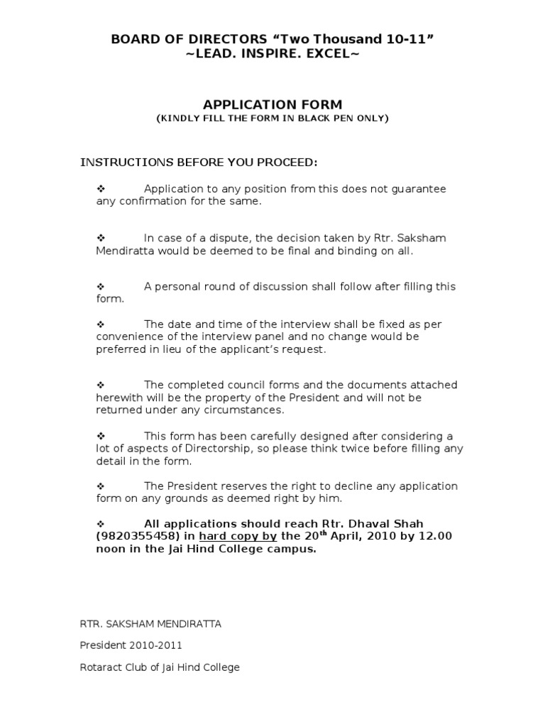 BOD Application Form | PDF | Government | Business