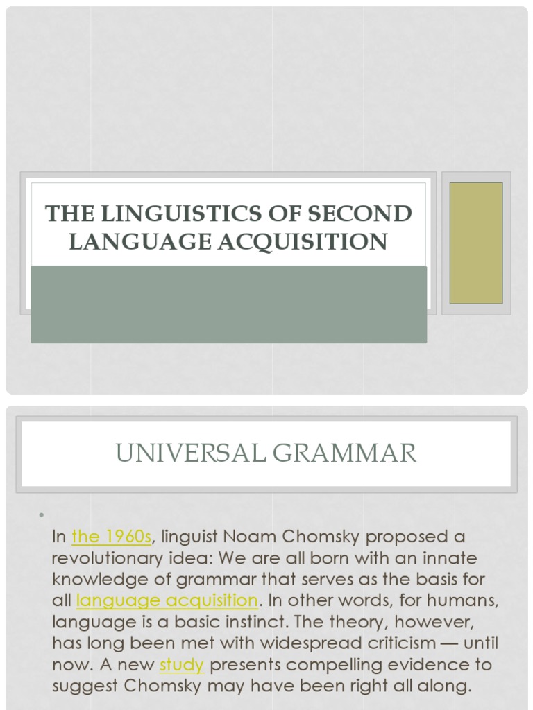 Evidence for Chomsky's Theory of Universal Grammar: A New Study ...