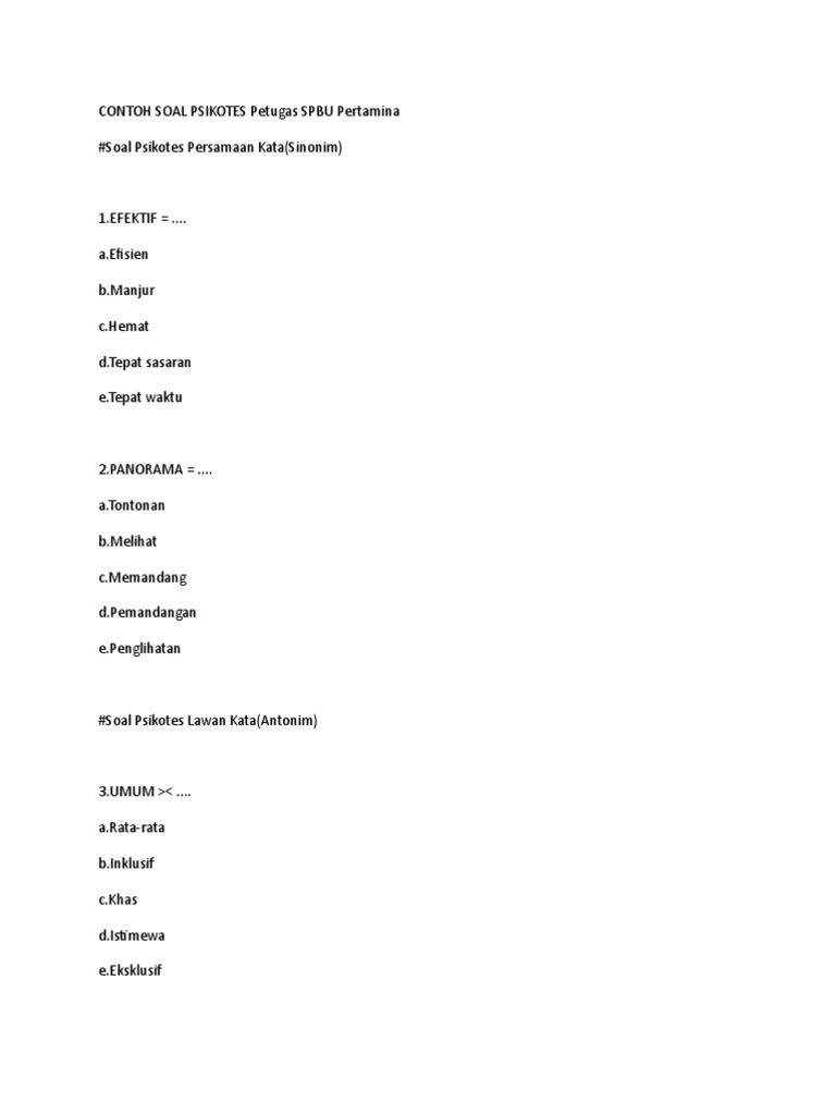 CONTOH SOAL PSI-WPS Office | PDF