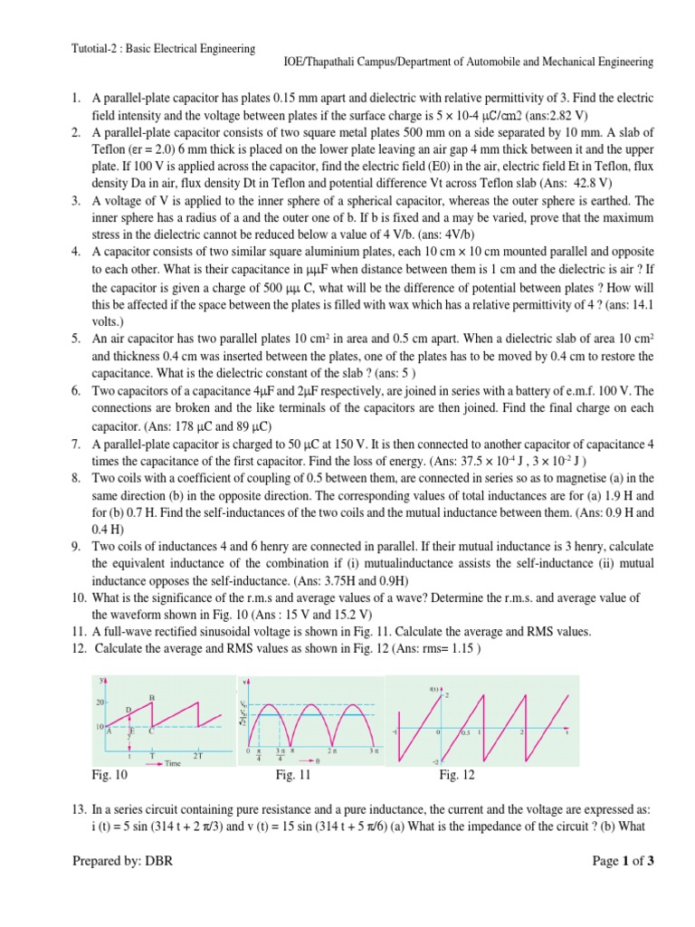 Tutorial-2 EE AC, 1-Phase Part | PDF | Series And Parallel Circuits ...