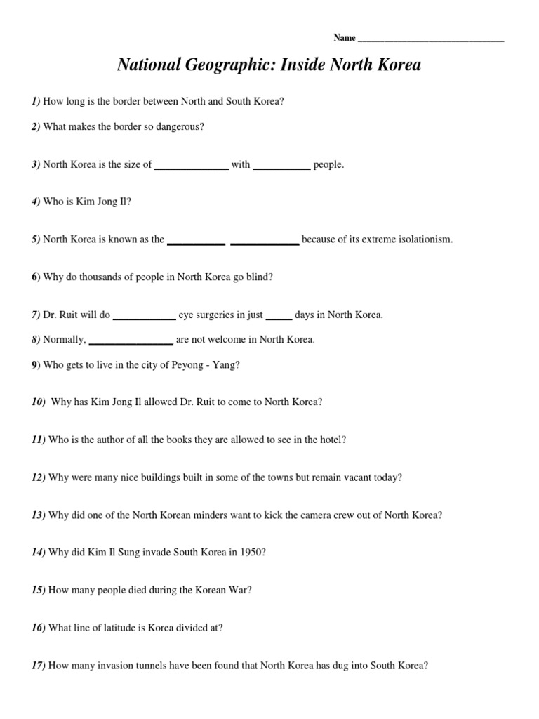 Inside North Korea - Documentary Questions | PDF | North Korea | World ...