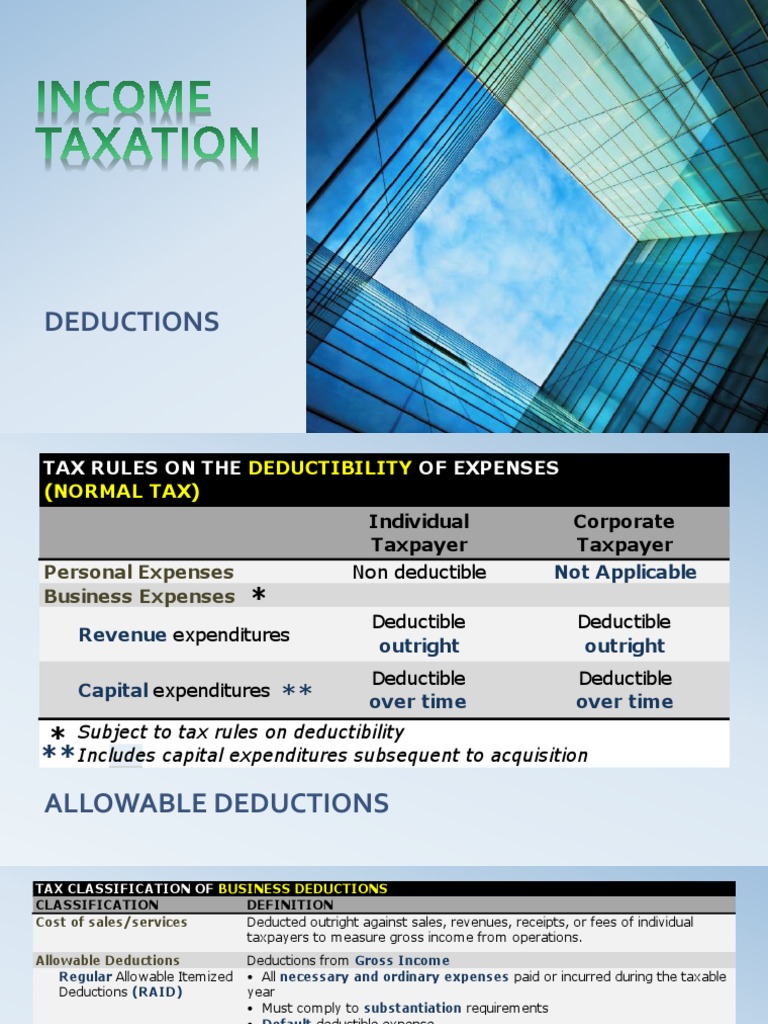 TAX - Allowable Deductions | PDF | Tax Deduction | Income Tax