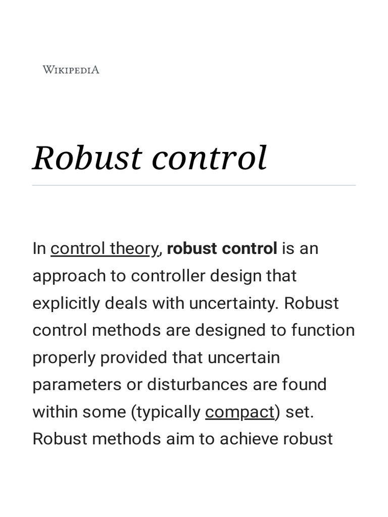 Robust Control of Controlsystems | PDF | Control Theory | Cybernetics