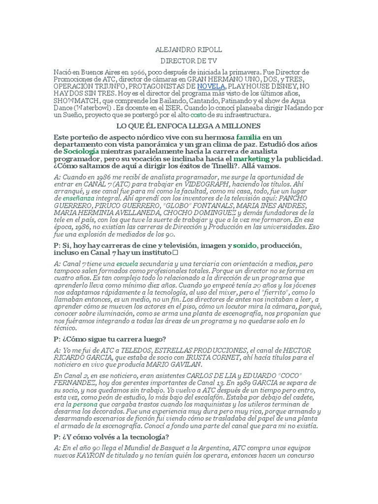 Alejandro Ripoll | PDF | Televisión de realidad | Televisión