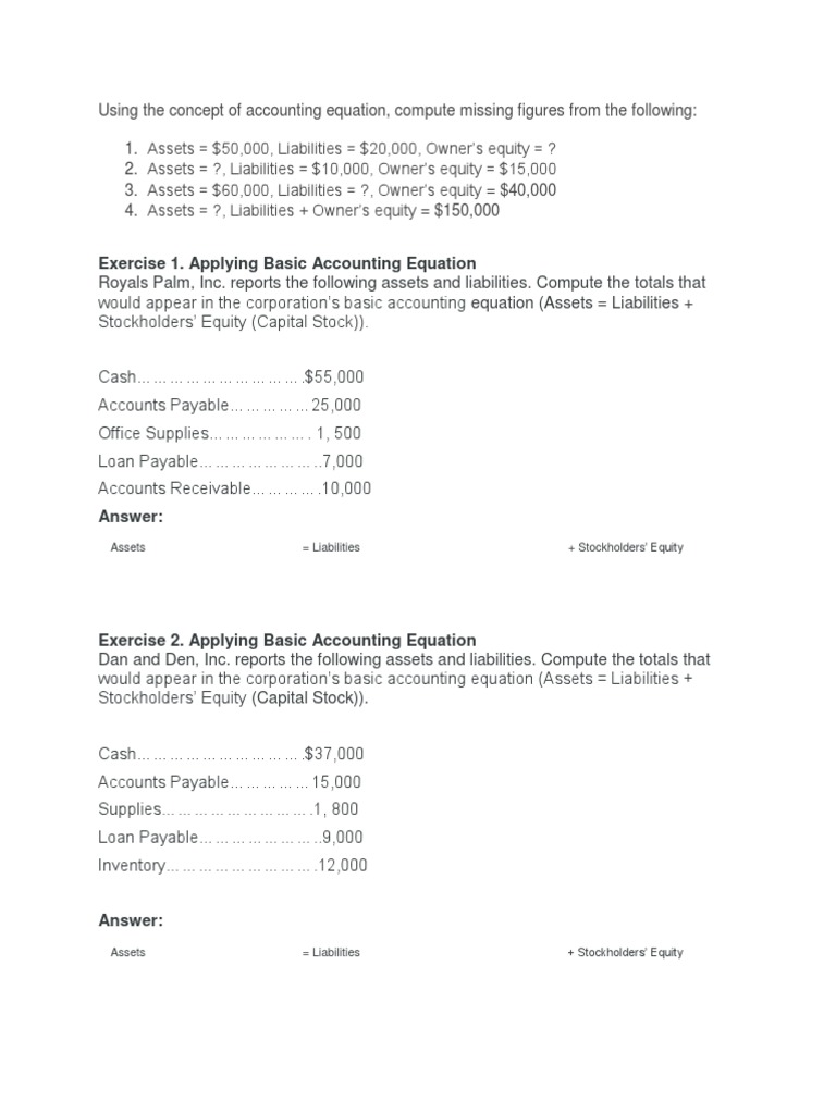 Accounting Equation | PDF | Equity (Finance) | Liability (Financial ...