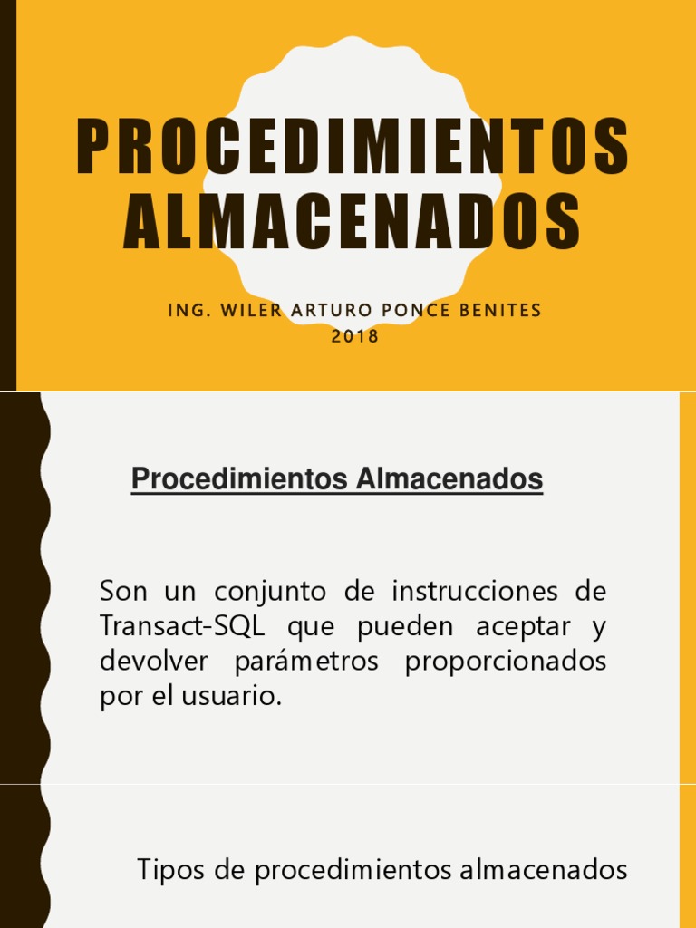 Procedimientos Almacenados en SQL | PDF | Bases de datos | Ingeniería ...