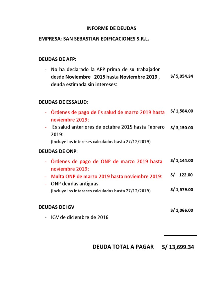 Informe de Deudas PDF | PDF