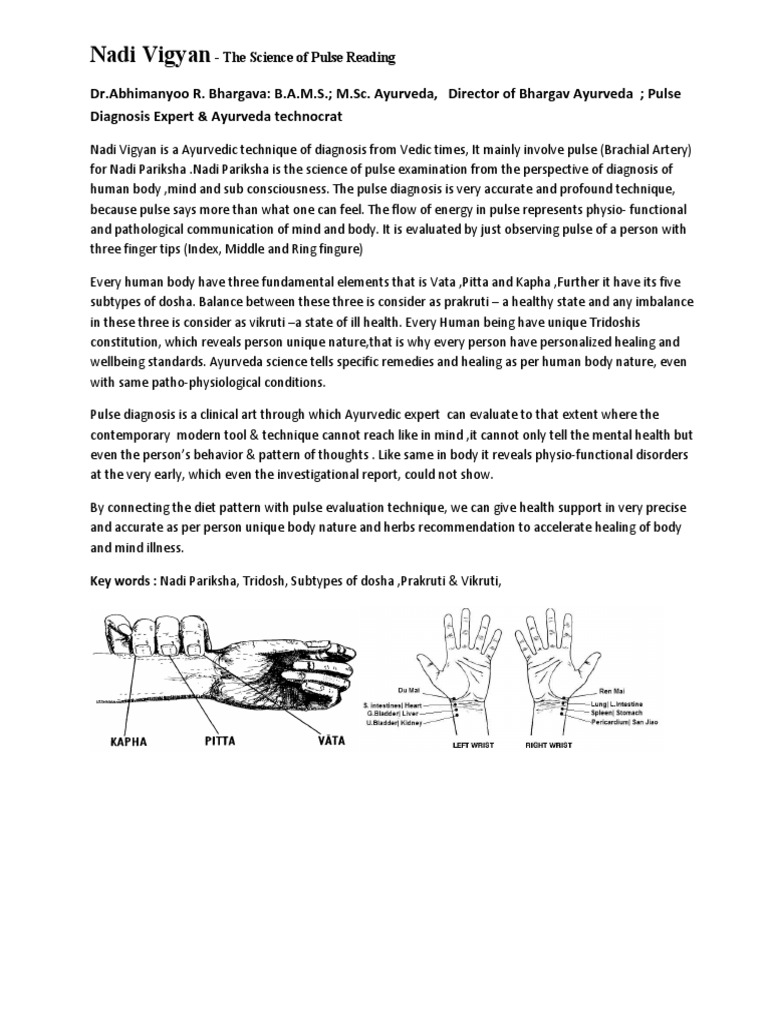 Nadi Vigyan-Extract | PDF | Ayurveda | Medical Specialties