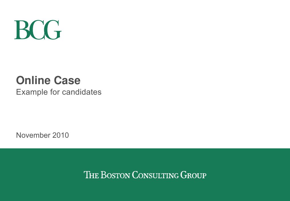 BCG UK Online Case Sample 2010 | PDF | Question | Business