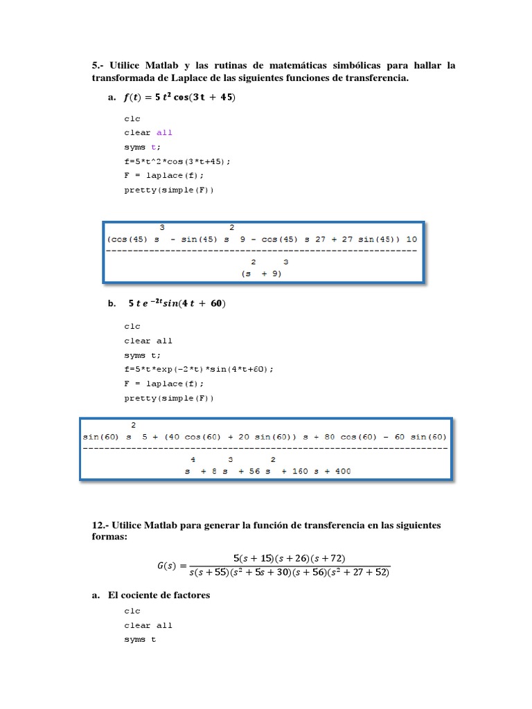 Ejercicios Matlab | PDF | Análisis matemático | Matemáticas Aplicadas