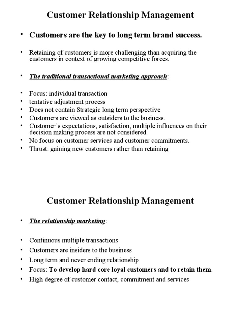 Customer Relationship Management: - Customers Are The Key To Long Term ...