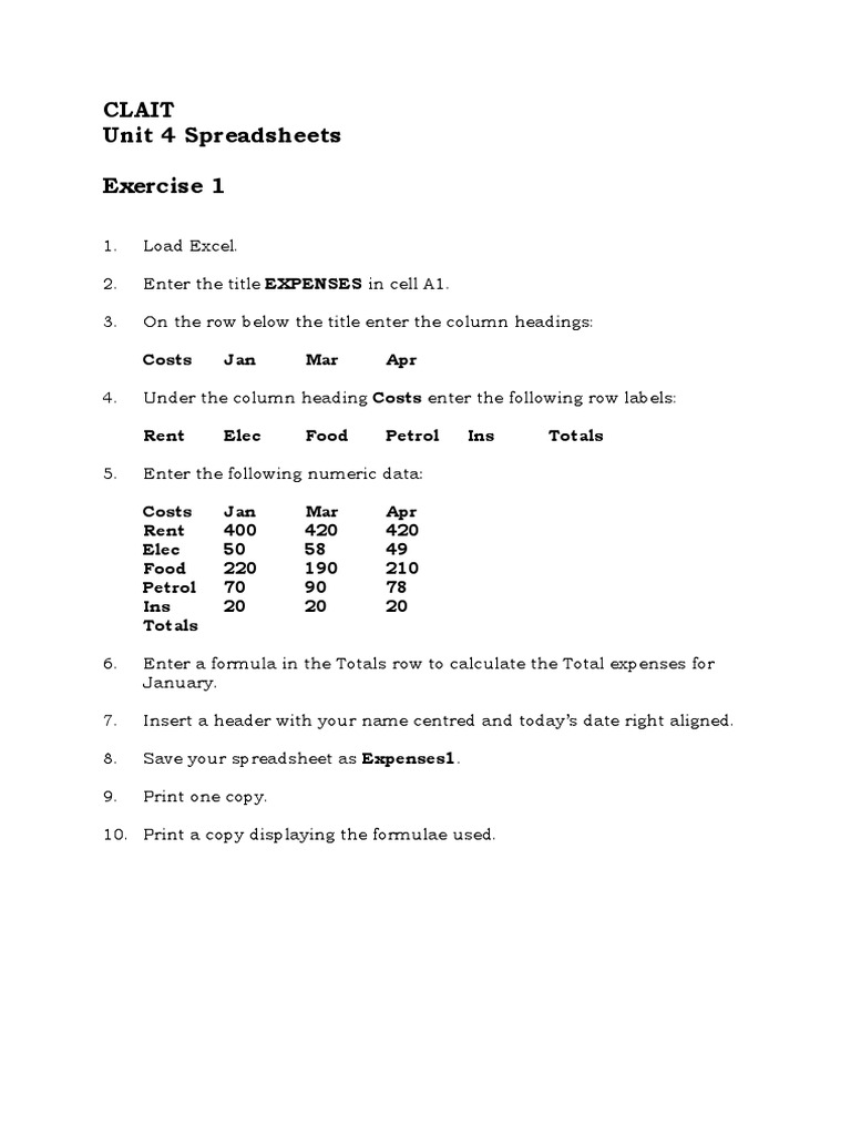 Clait 1 | PDF | Spreadsheet | Application Software
