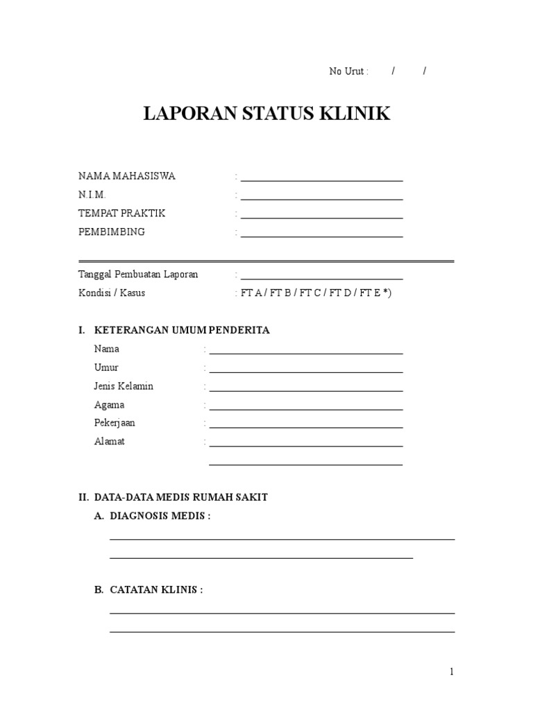 Laporan Status Klinik Fisioterapi | PDF