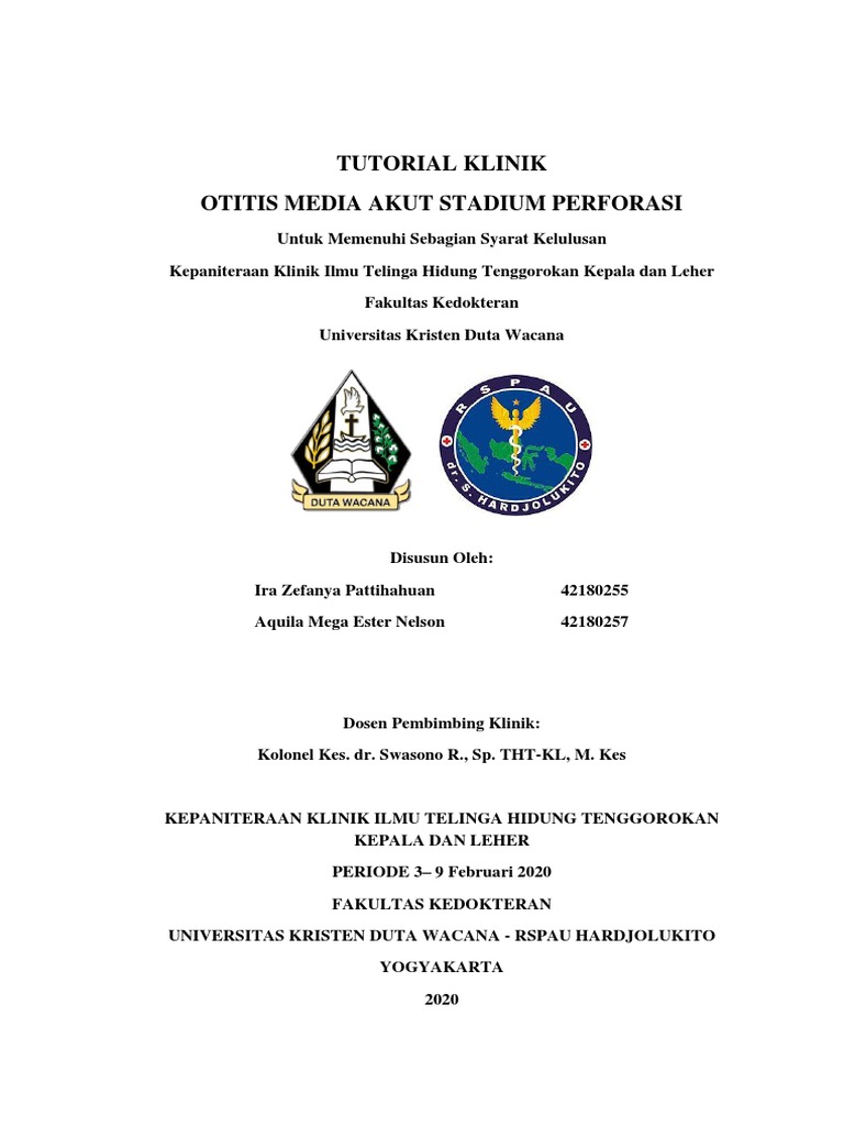 Otitis Media Akut Perforasi: Diagnosis dan Penanganan | PDF