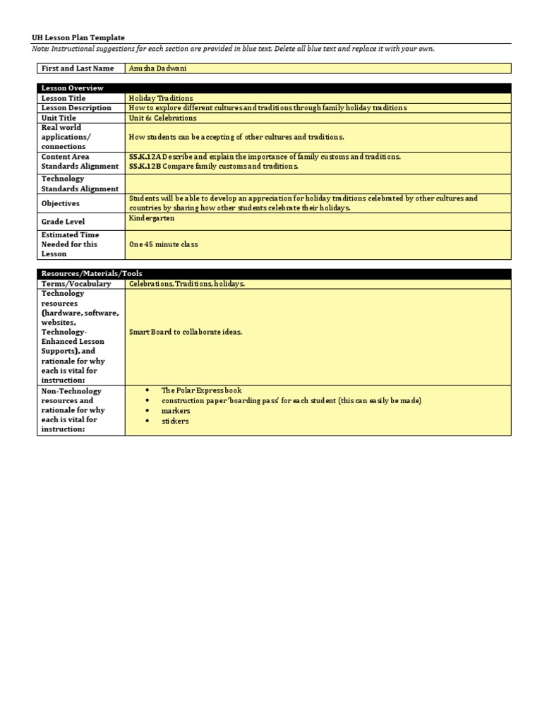 Holiday Tradition Lesson Plan | PDF | Differentiated Instruction ...