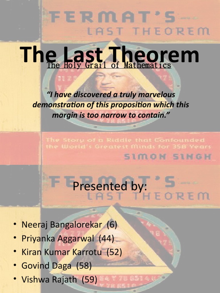 The Last Theorem: The Holy Grail of Mathematics | PDF | Fermat's Last ...
