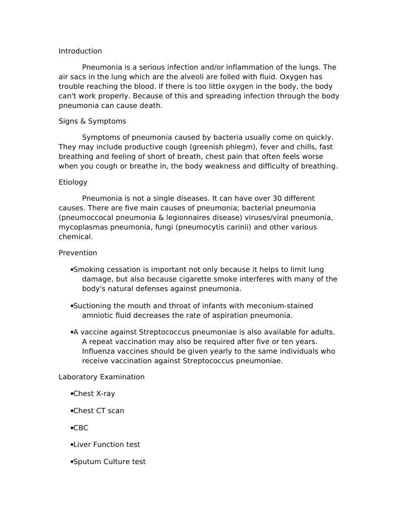 Pneumonia Introduction | PDF | Pneumonia | Microbiology