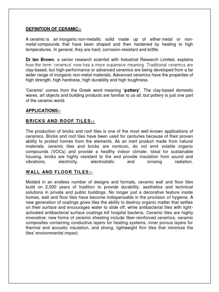 Definition of Ceramic | PDF | Ceramics | Solid