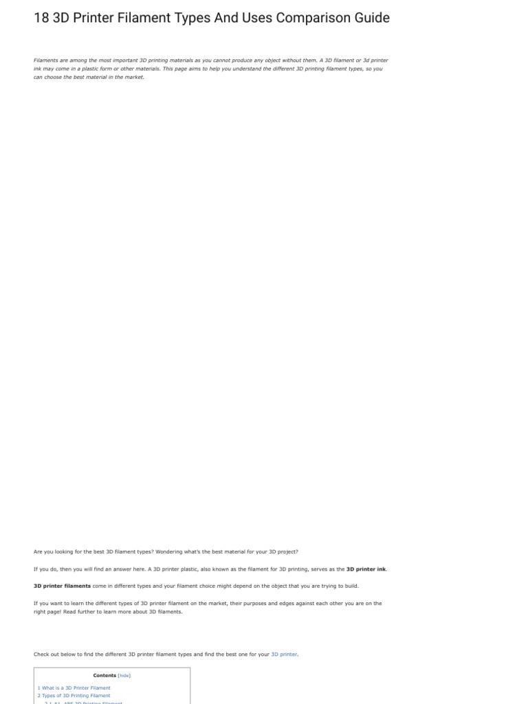 18 3D Printer Filament Types and Uses Comparison Guide (Dec. 2019 ...
