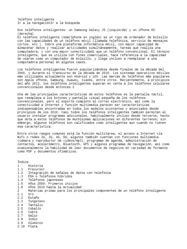 Evolución y características del smartphone | PDF | Smartphone ...