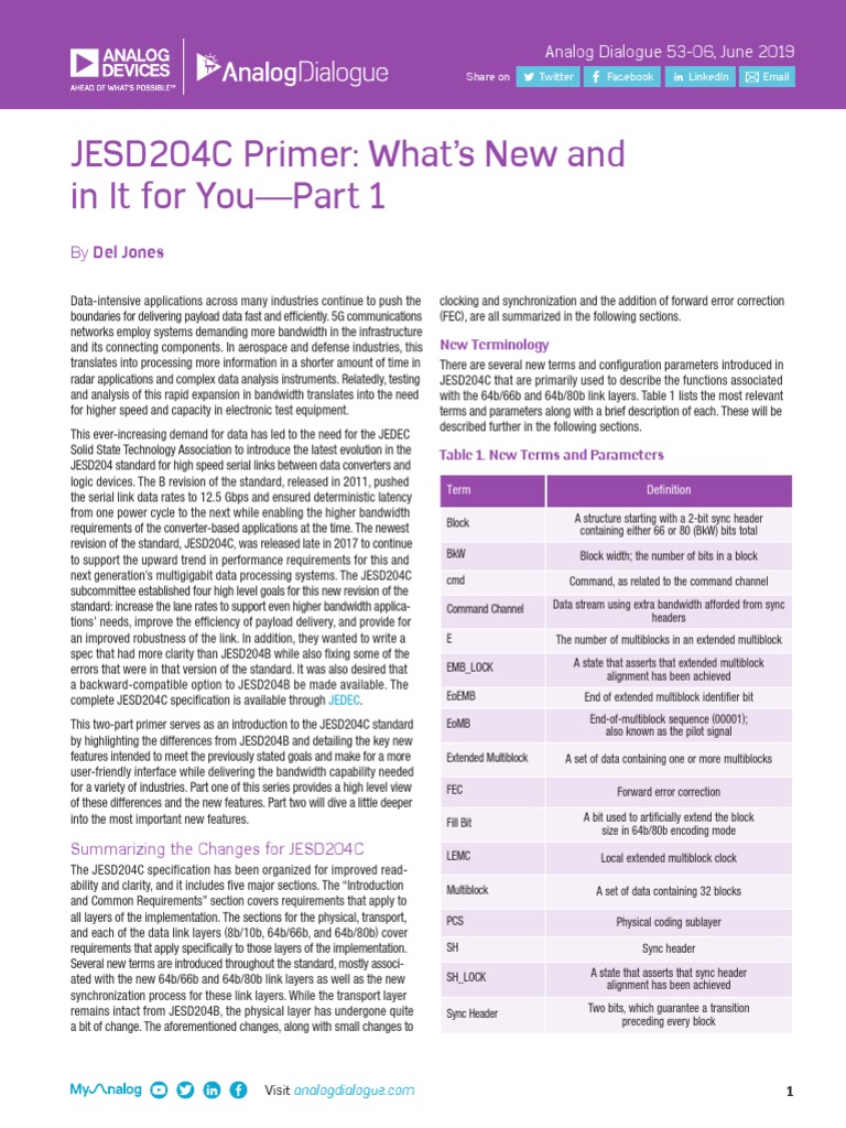 JESD204C primer introduces new high-speed serial link standard | PDF | Bit Rate | Error ...