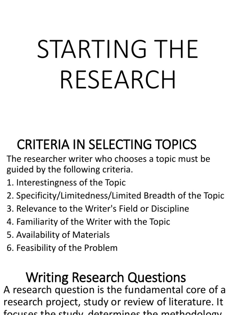 Starting The Research | PDF | Psychological Concepts | Cognition