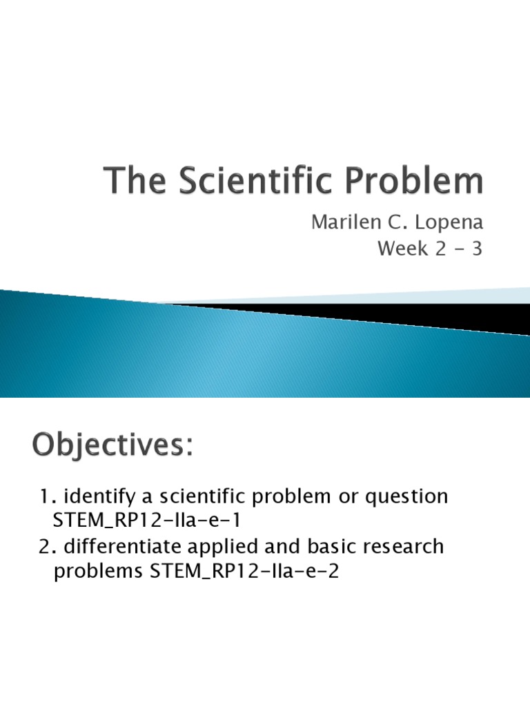 Defining Scientific Problems in Research | PDF | Science | Metaphysics