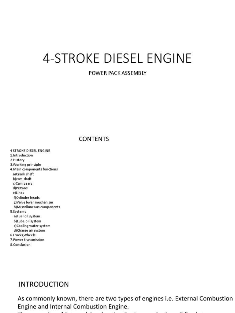 4-Stroke Diesel Engine Internship | PDF | Internal Combustion Engine ...