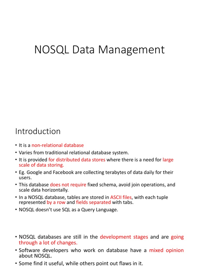 NOSQL Data Management | Download Free PDF | No Sql | Relational Database
