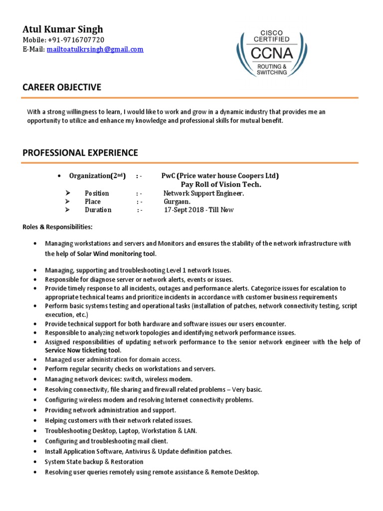 CCNA Resume - Template 3 | PDF | Network Switch | Internet Access