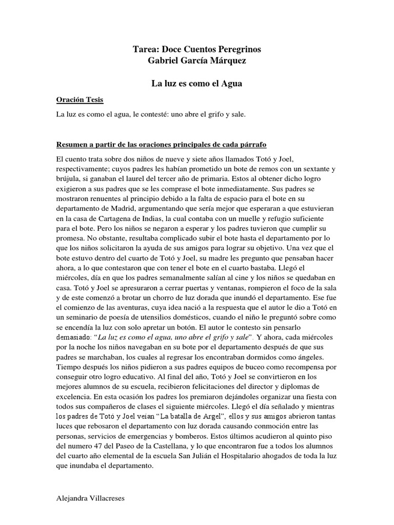 Tarea-La Luz Es Como El Agua | PDF | Violencia