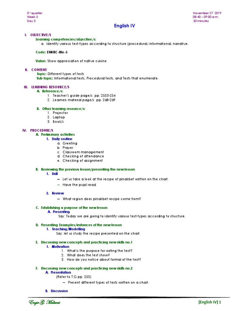 English Grade 4 | PDF | Learning | Teachers