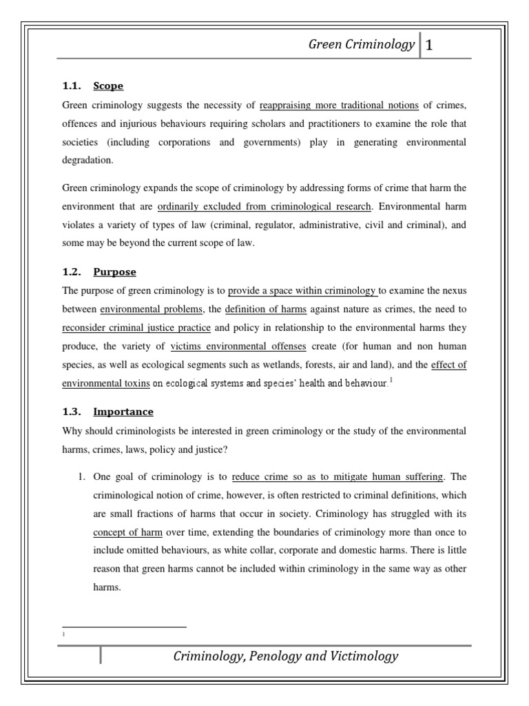 Green Criminology Project | PDF | Criminology | Victimology