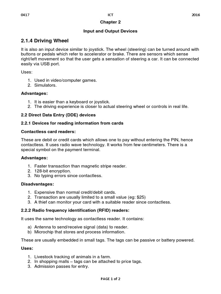 Advantages of Input Devices in ICT | PDF | Radio Frequency ...