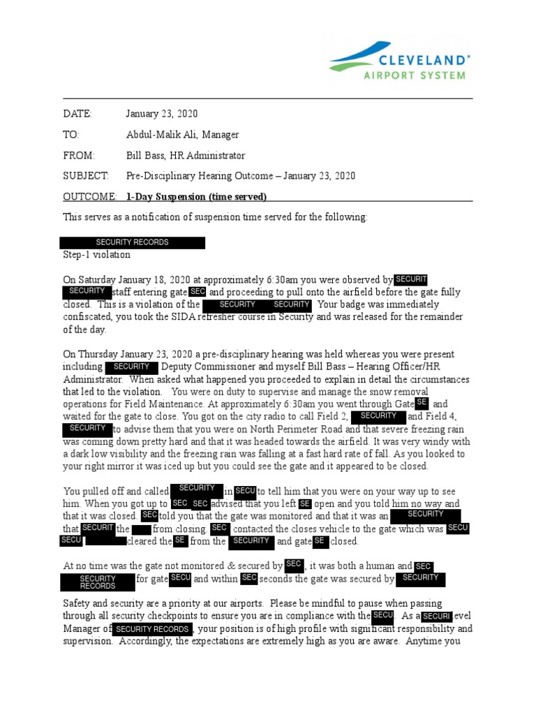 Pre-Disciplinary Hearing Outcome Report | PDF | U.S. Securities And ...