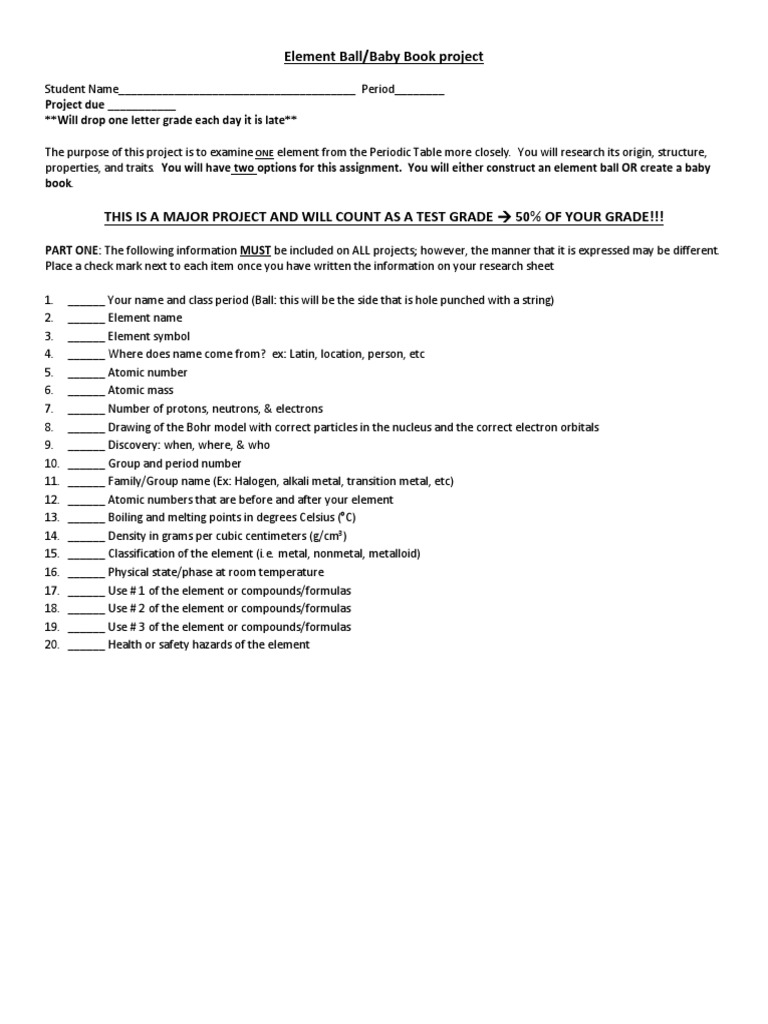 Element Ball, Baby Book Project 2018 | PDF | Chemical Elements ...