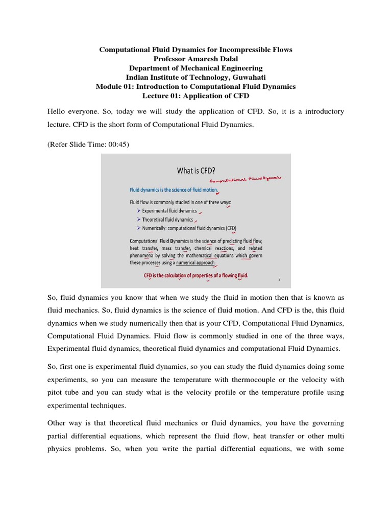 Computational Fluid Dynamic Nptel Notes | PDF | Fluid Mechanics ...
