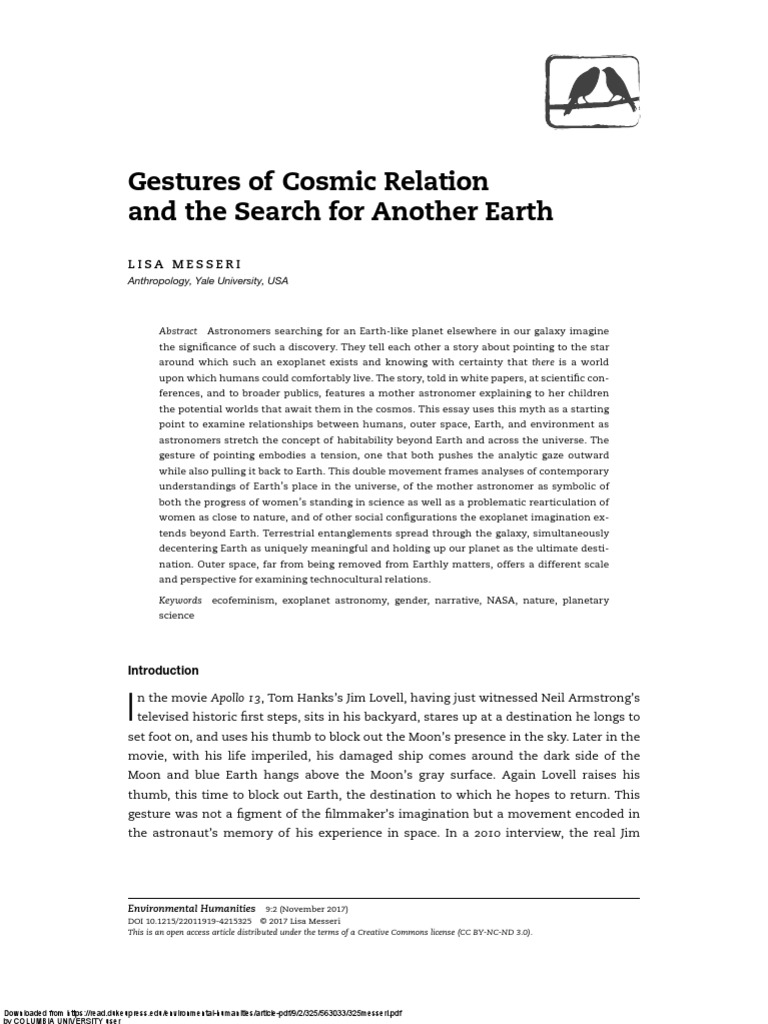Gestures of Cosmic Relation and The Search For Another Earth LISA ...