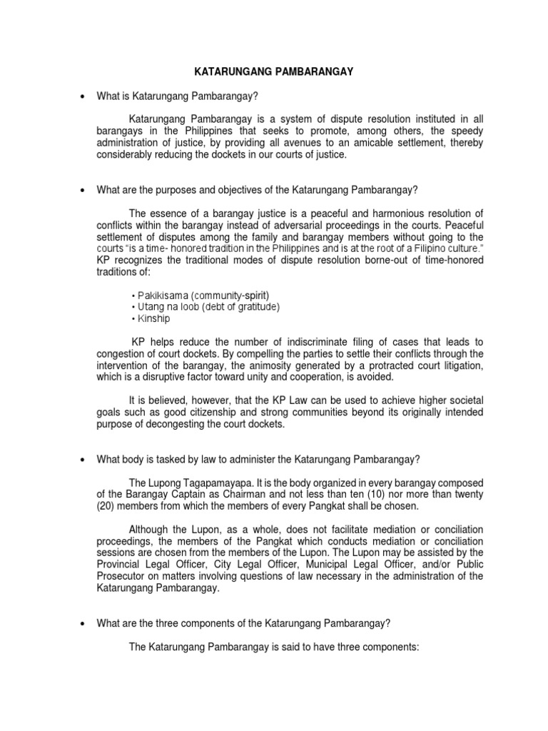 Barangay Justice System Guide | PDF | Alternative Dispute Resolution | Mediation
