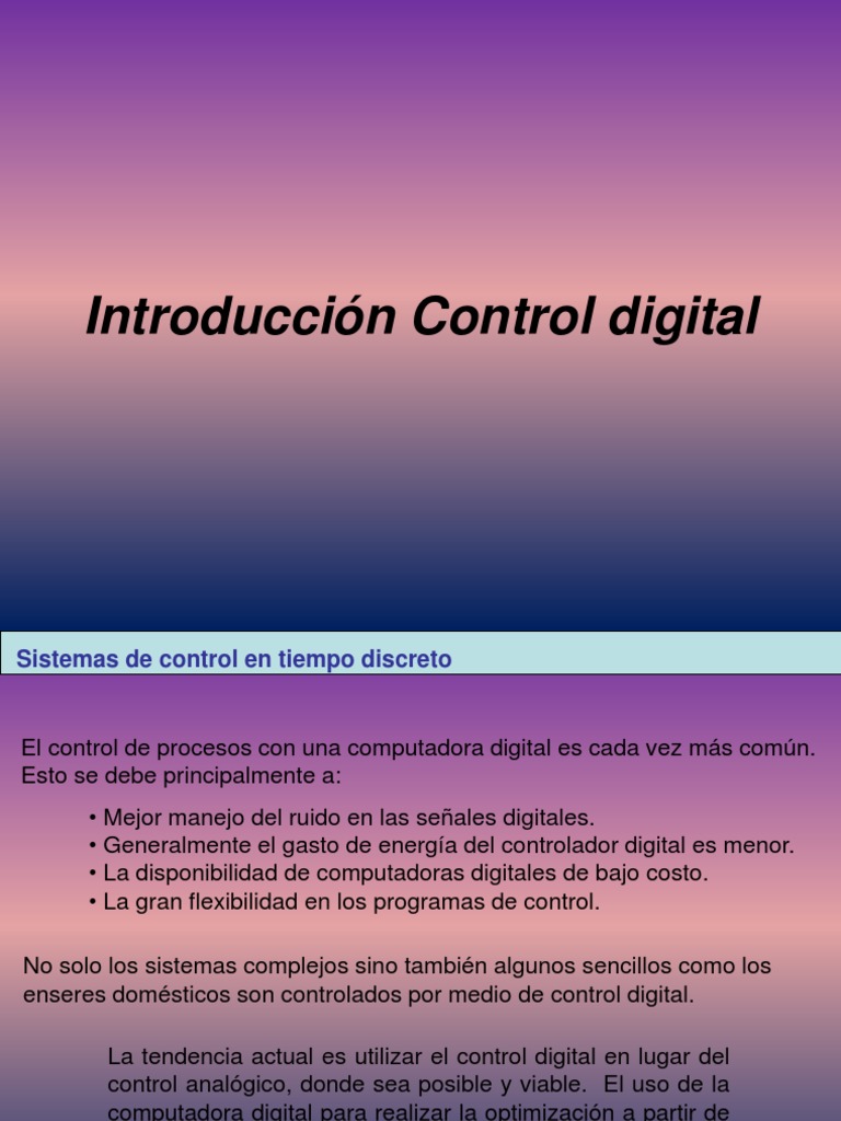 Control Digital en Sistemas Discretos | PDF | Señal analoga ...