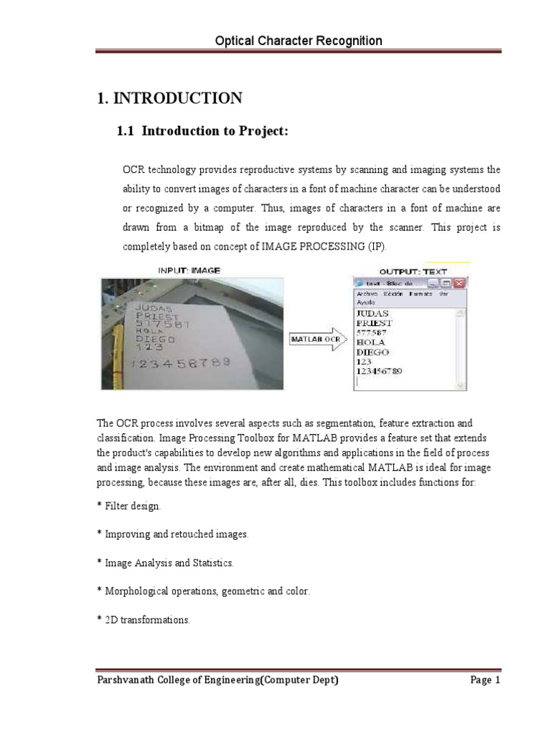 Optical Character Recognition Project Report | PDF | Optical Character ...