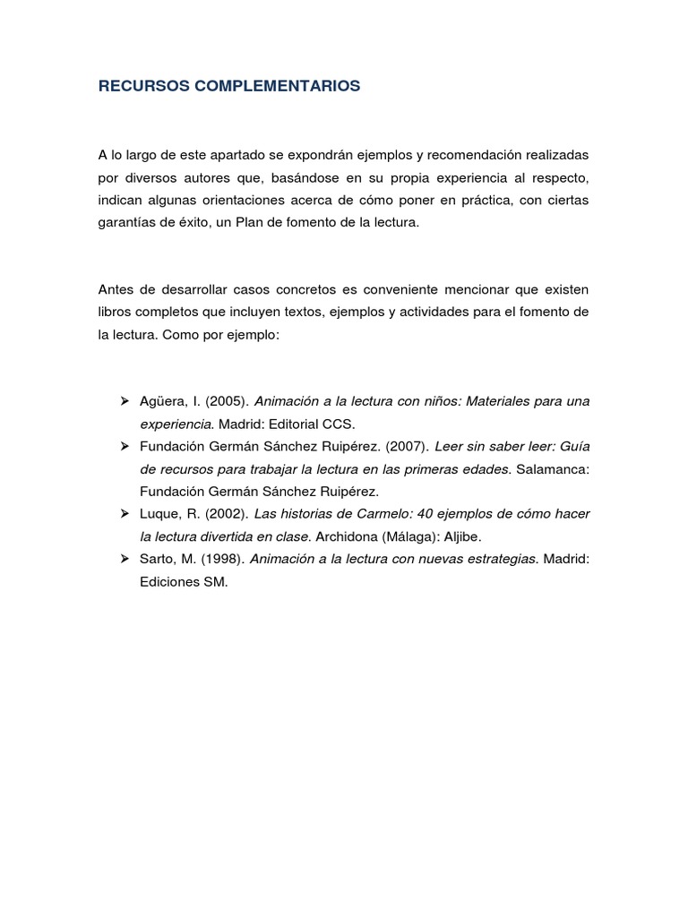 Recursos Complementarios PDF | PDF | Literatura infantil | Blog