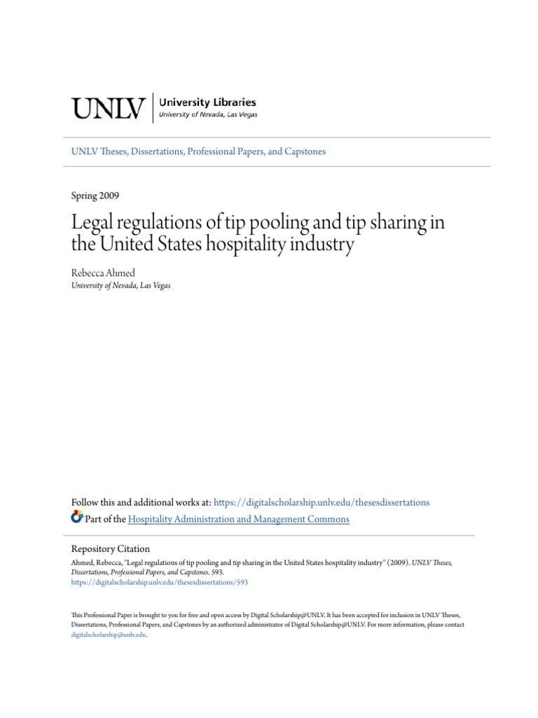 Legal Regulations of Tip Pooling and Tip Sharing in The United ST PDF ...
