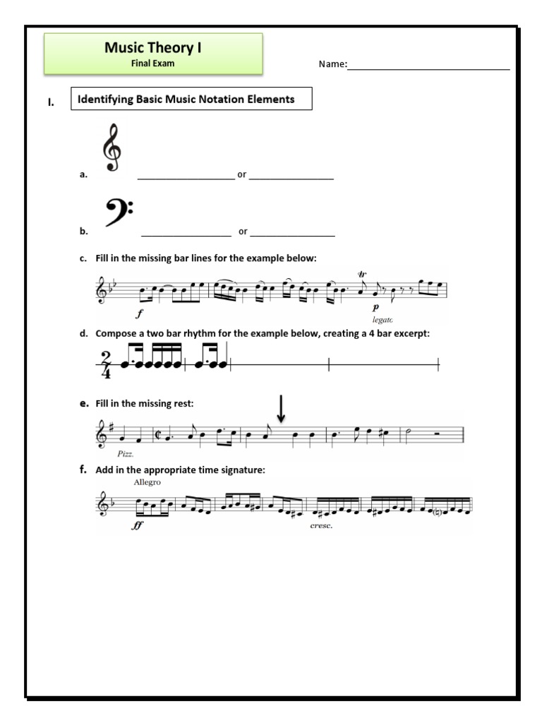 Music Theory Final Exam | PDF | Minor Scale | Chord (Music)